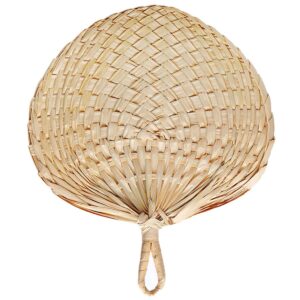 fealay 1pc natural raffia fan handicraft handmade chinese fan palm children's safe fan palm-leaf fan for summer cooling