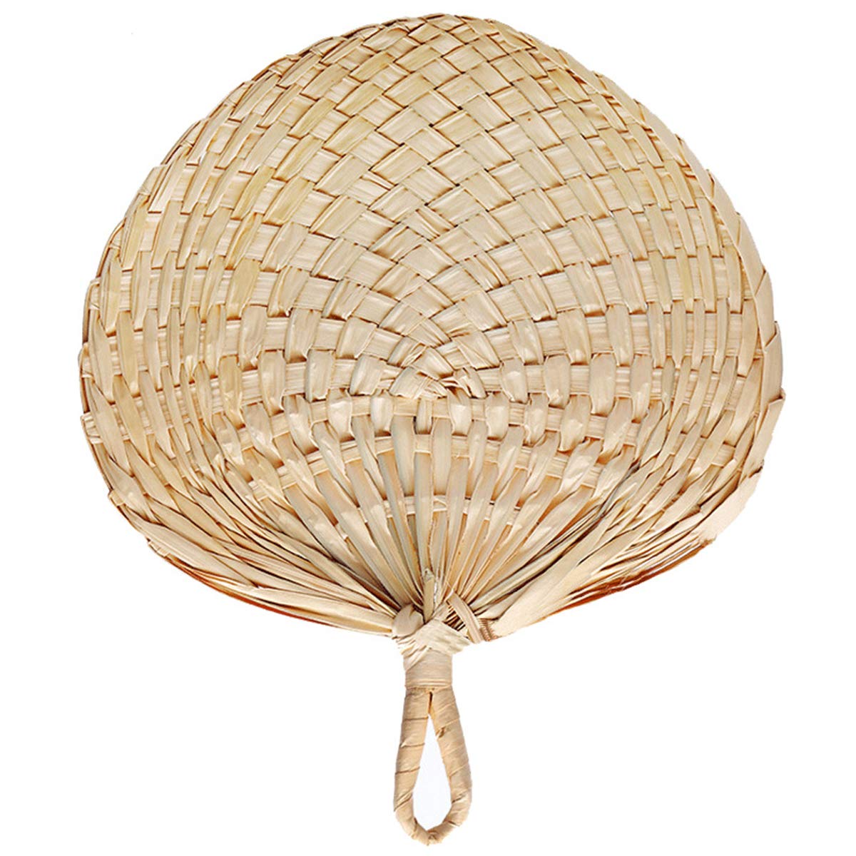 Fealay 1PC Natural Raffia Fan Handicraft Handmade Chinese Fan Palm Children's Safe Fan Palm-Leaf Fan for Summer Cooling