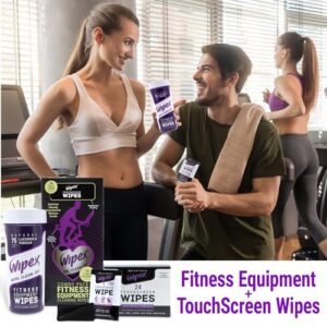 Wipex Fitness Equipment Wipes - Use as Gym Wipes for Equipment, Yoga Mat Cleaner, Peloton & Exercise Machine Wipes, All-Purpose Cleaning with Vinegar, Lemongrass & Eucalyptus, 75 Count (Pack of 12)