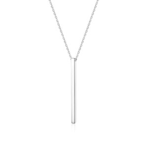 vertical bar pendant necklace, 925 sterling silver plain 3d bar necklace simple y necklace, jewelry gift for women