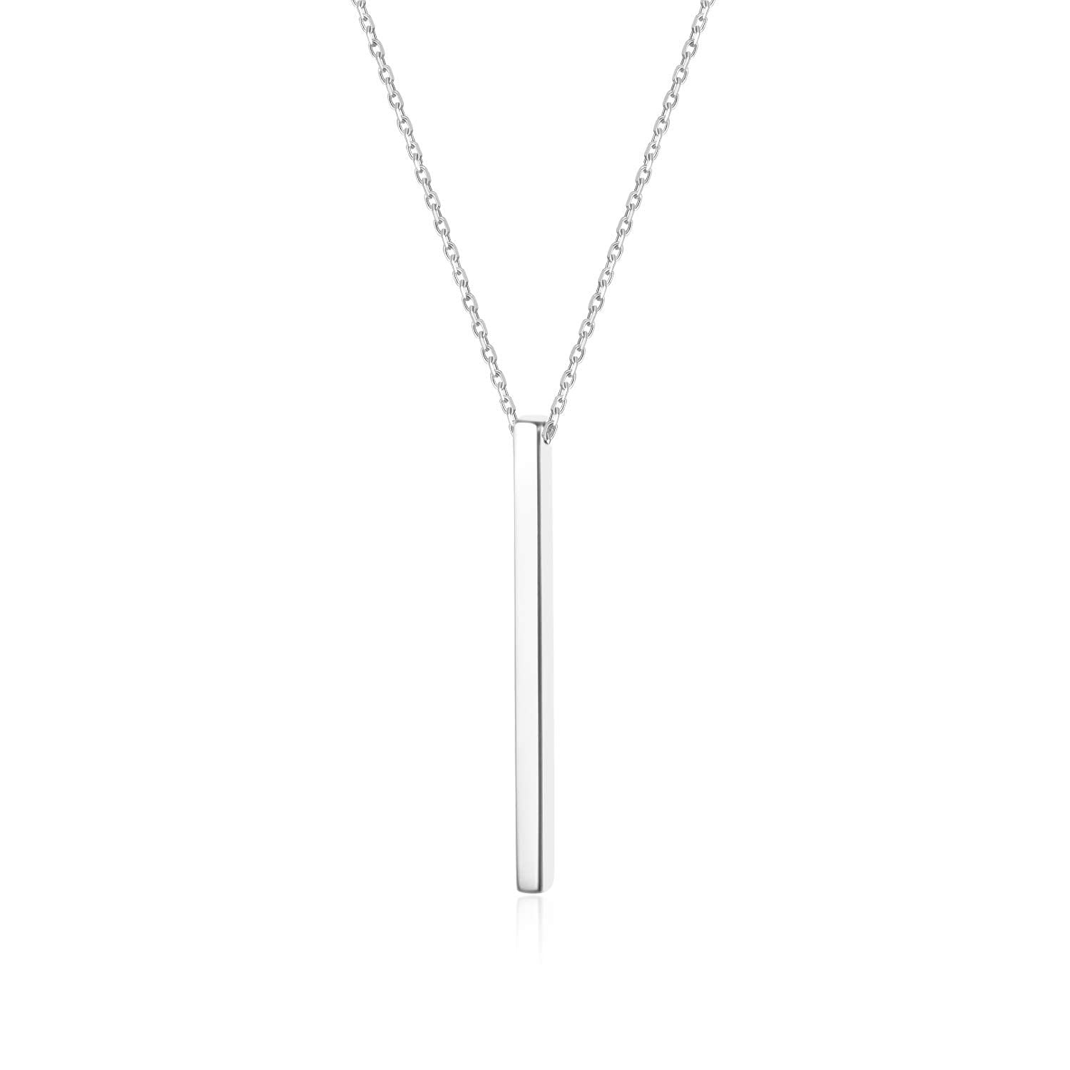 Vertical Bar Pendant Necklace, 925 Sterling Silver Plain 3D Bar Necklace Simple Y Necklace, Jewelry Gift For Women