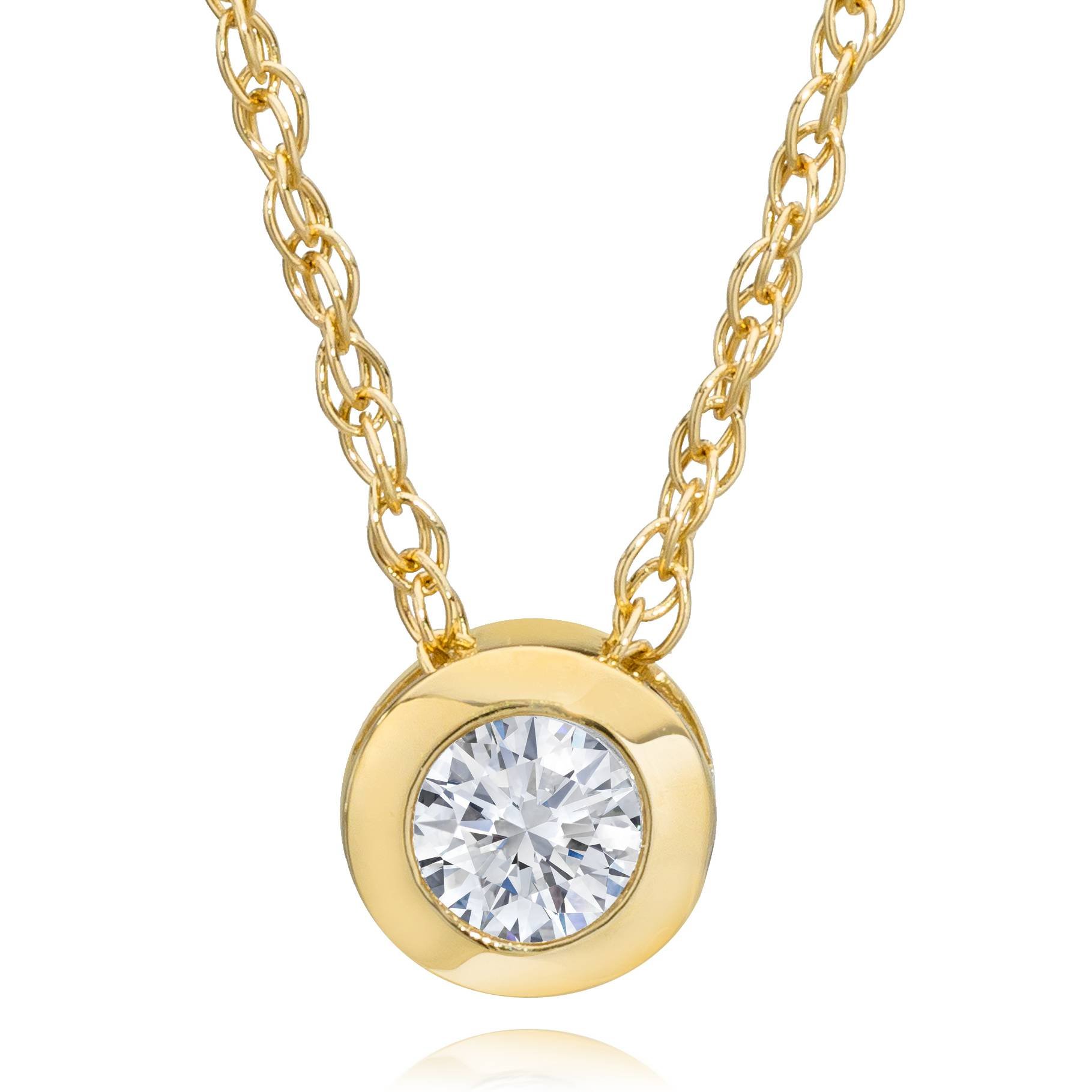 1/4 Ct Diamond Solitaire Bezel Pendant Available in 14k White Or Yellow Gold