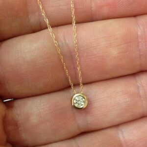 1/4 Ct Diamond Solitaire Bezel Pendant Available in 14k White Or Yellow Gold