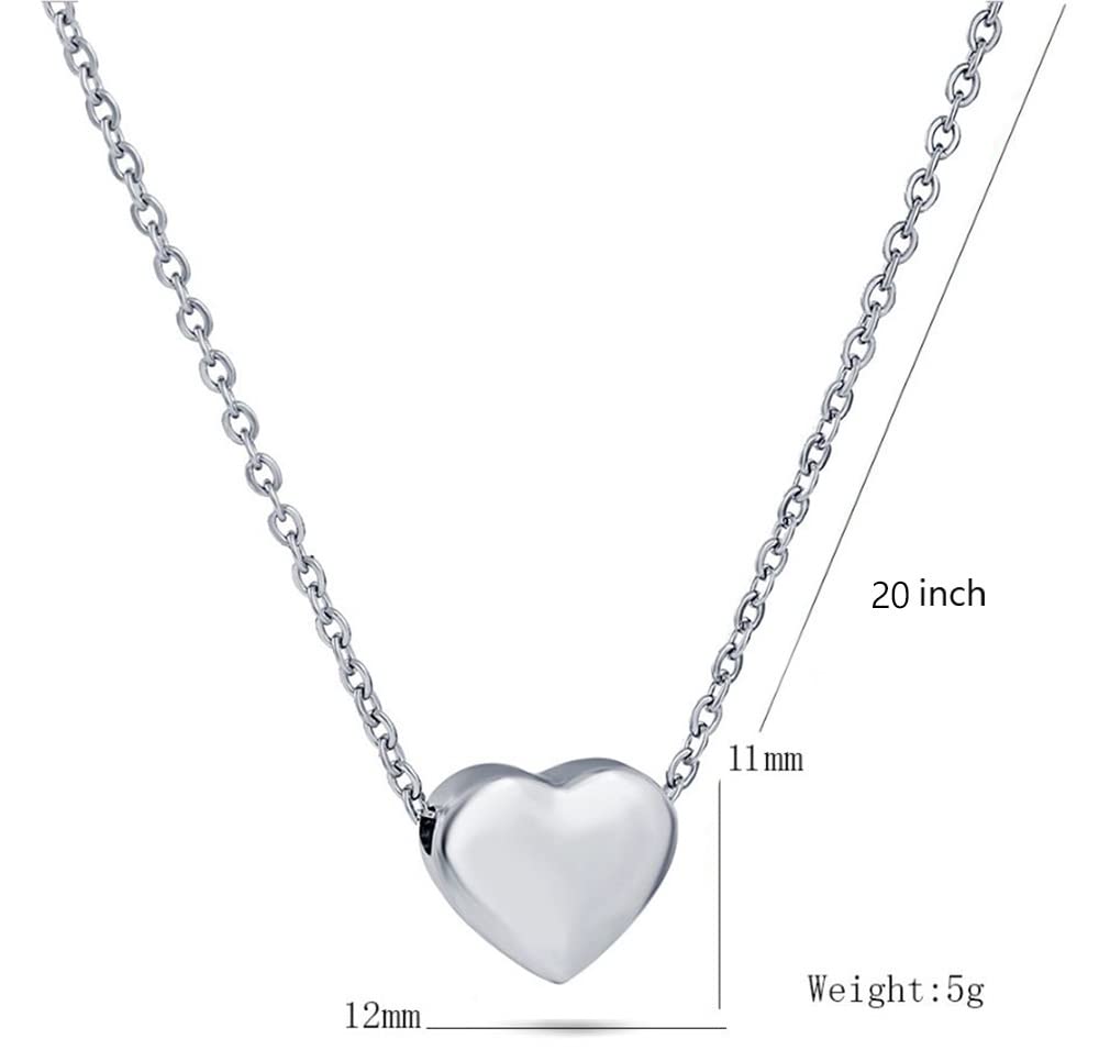 MiniJewelry Love Heart Necklace for Women Wife Family Christmas Anniversary Birthday Choker Stainless Steel Silver