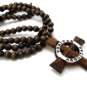 GWOOD Veritas Aequitas Wood Brown with Silver Color with 36 Inch Necklace