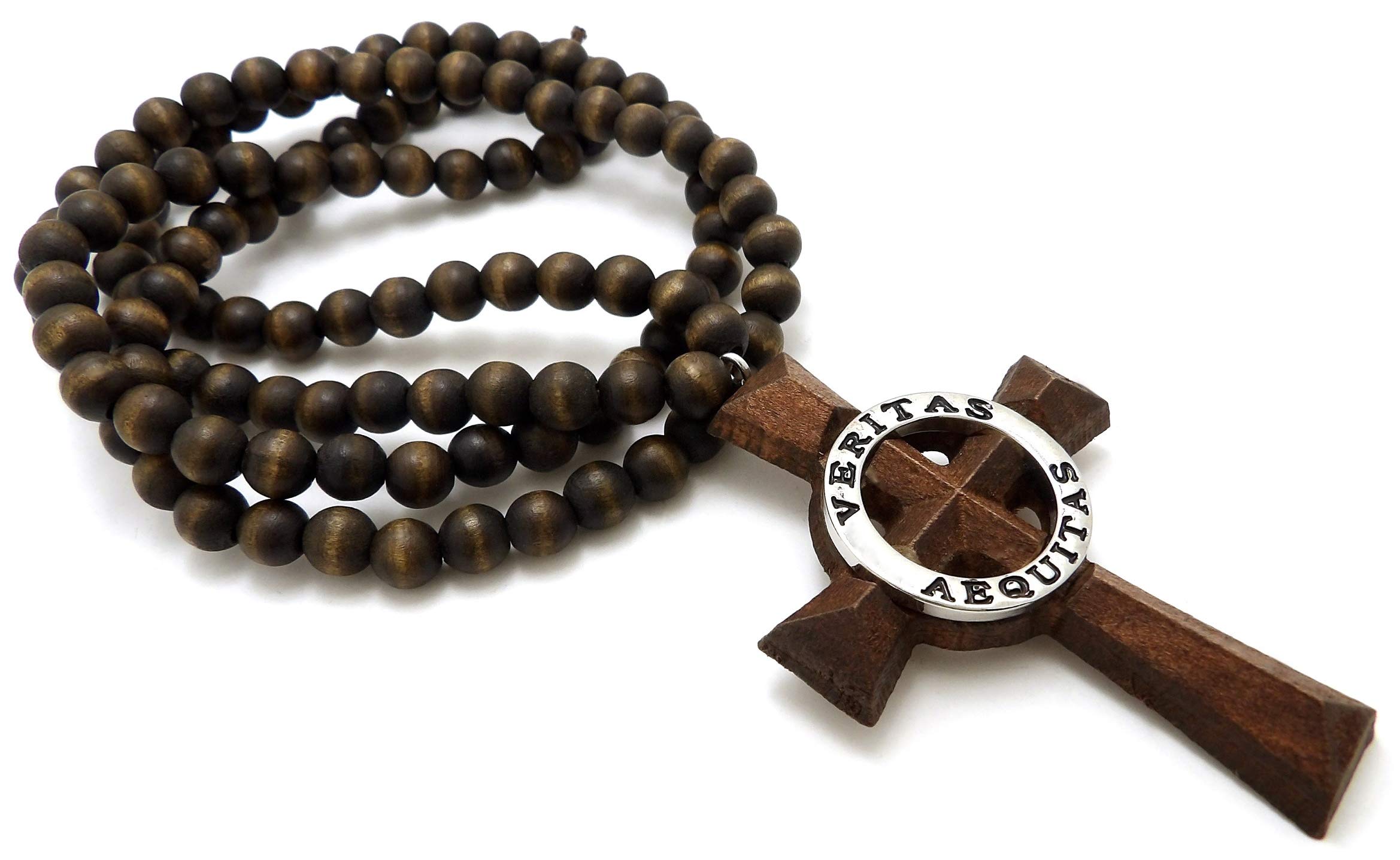 GWOOD Veritas Aequitas Wood Brown with Silver Color with 36 Inch Necklace