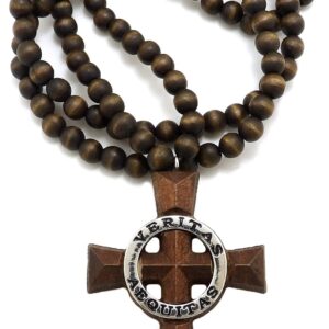 GWOOD Veritas Aequitas Wood Brown with Silver Color with 36 Inch Necklace