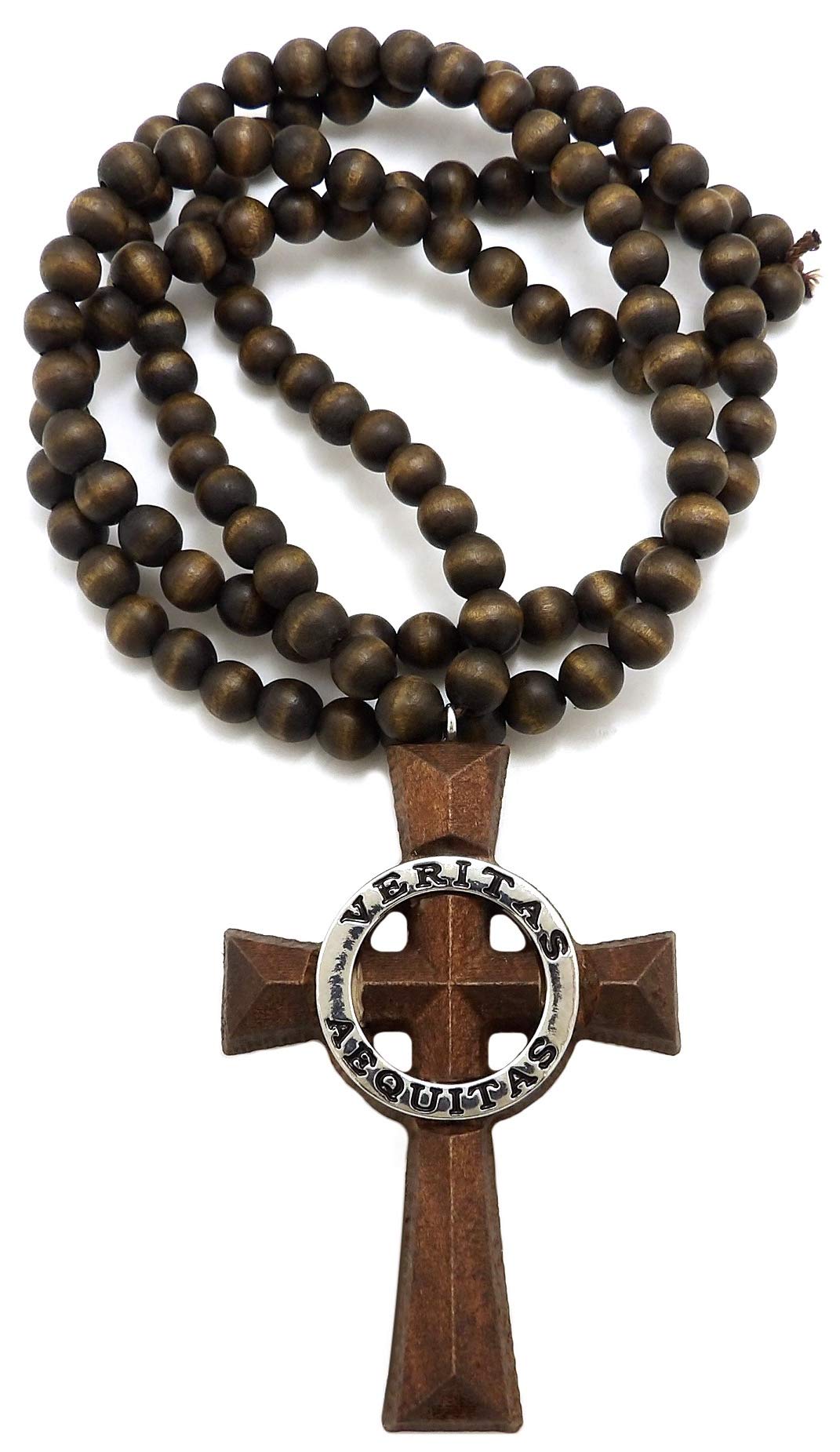 GWOOD Veritas Aequitas Wood Brown with Silver Color with 36 Inch Necklace