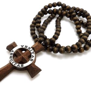 GWOOD Veritas Aequitas Wood Brown with Silver Color with 36 Inch Necklace