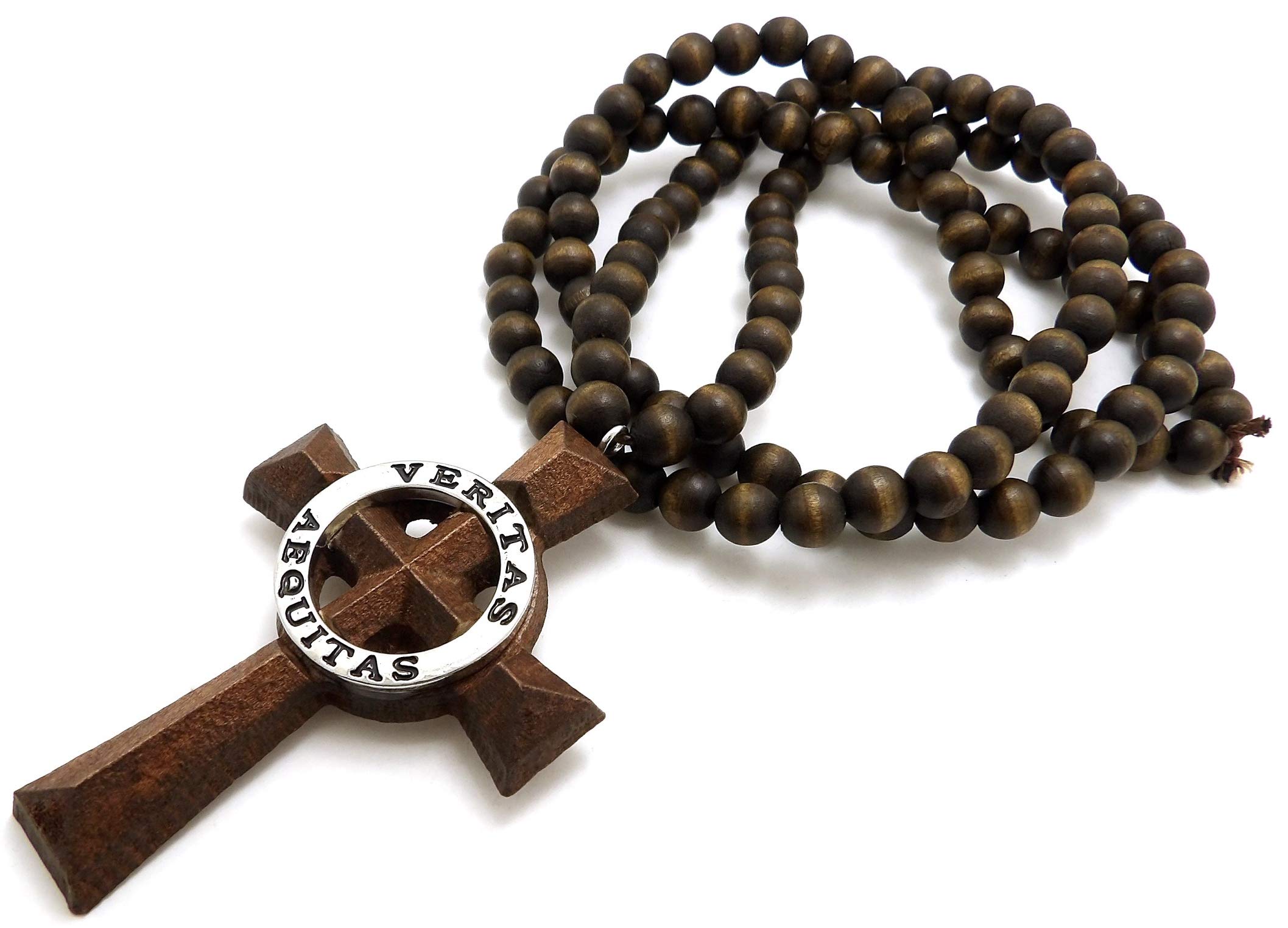 GWOOD Veritas Aequitas Wood Brown with Silver Color with 36 Inch Necklace