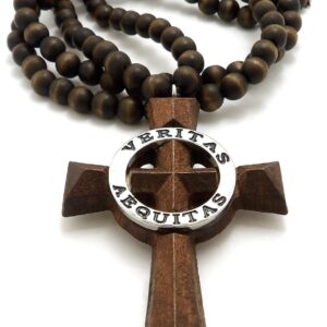 GWOOD Veritas Aequitas Wood Brown with Silver Color with 36 Inch Necklace