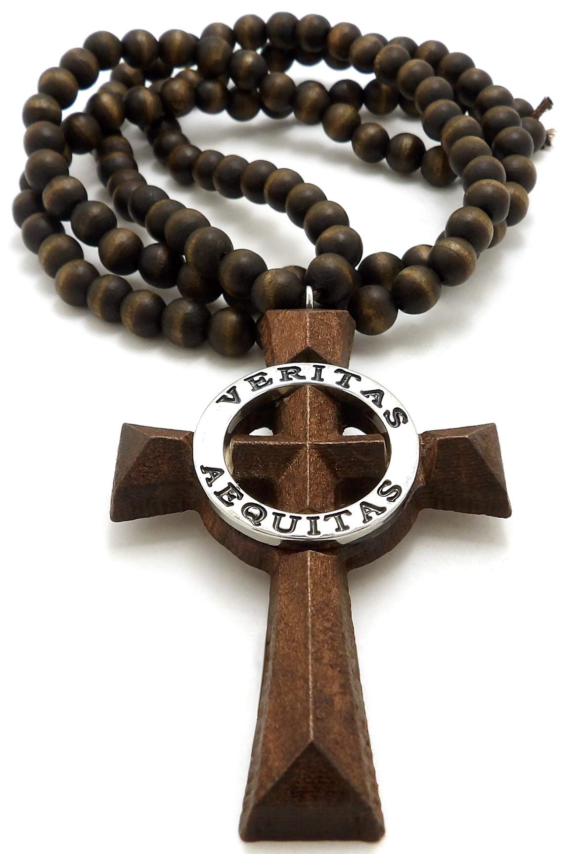 GWOOD Veritas Aequitas Wood Brown with Silver Color with 36 Inch Necklace