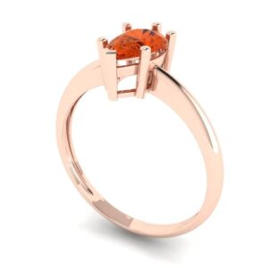 Clara Pucci 0.9ct Pear Cut Solitaire Stunning Genuine Red Diamond Bridal Designer Wedding art deco Anniversary Ring 14k Rose Gold 4.25