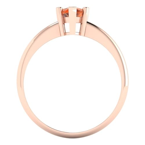 Clara Pucci 0.9ct Pear Cut Solitaire Stunning Genuine Red Diamond Bridal Designer Wedding art deco Anniversary Ring 14k Rose Gold 4.25