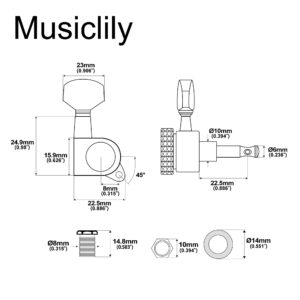 Musiclily Pro 3x3 Guitar Locking Tuners Tuning Pegs Keys Machine Heads Set for Les Paul Electric or Acoustic Guitar, Chrome