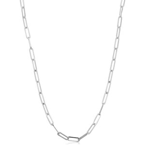 pori jewelers .925 sterling silver 3mm paperclip chain necklace for women - choose your color - 16"-20", and12.5 + 3" extension (silver, 16)