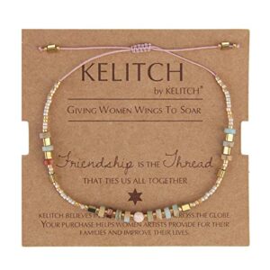 KELITCH Seed Beads Bracelet Handmade Braided Adjustable Charm Stand String Boho Friendship Chains Bracelets for Women