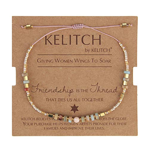 KELITCH Seed Beads Bracelet Handmade Braided Adjustable Charm Stand String Boho Friendship Chains Bracelets for Women