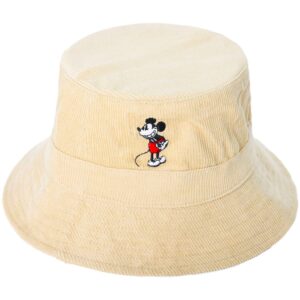 disney mickey mouse bucket hat, packable travel hat, tan, medium/large