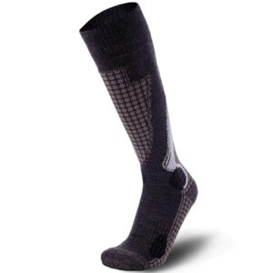 Pure Athlete High Performance Wool Ski Socks - Thermal Warm Merino Wool OTC Sock, Men Women (1 Pair - Black/Grey/Silver, X-Large)