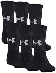 under armour youth training cotton crew socks, multipairs , black (6-pairs) , small