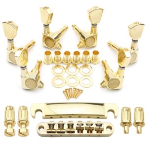 swhmc gold guitar parts set saddle bridge tune-o-matic tailpiece and 3l3r sealed gear tuning pegs keys machine head for les paul electric guitar