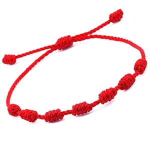 bracelet 7 knots for protection, evil eye and good luck. buddisth string. thread/amulet for prosperity and success. talisman for womens, mens, girls, boys. cord adjustable.