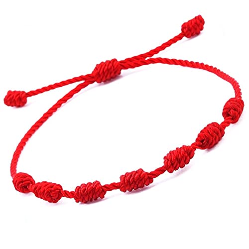 Bracelet 7 knots for protection, Evil Eye and Good Luck. Buddisth String. Thread/Amulet for prosperity and success. Talisman for Womens, Mens, Girls, Boys. Cord Adjustable.