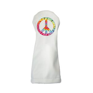 tie dye peace symbol sunfish leather driver golf club headcover