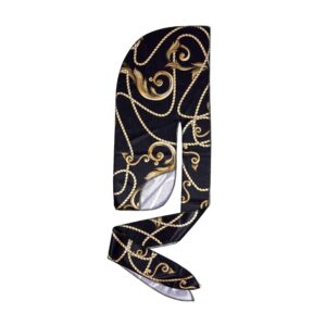 kiss red bow wow power wave luxe design durag (black gold)