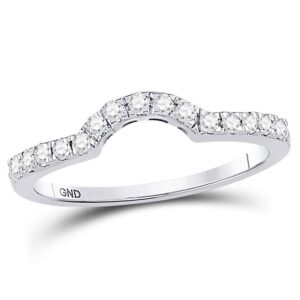 fb jewels 14k white gold womens round diamond curved wedding band ring 1/4 cttw size 6