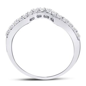 FB Jewels 14K White Gold Womens Round Diamond Curved Wedding Band Ring 1/4 Cttw Size 6