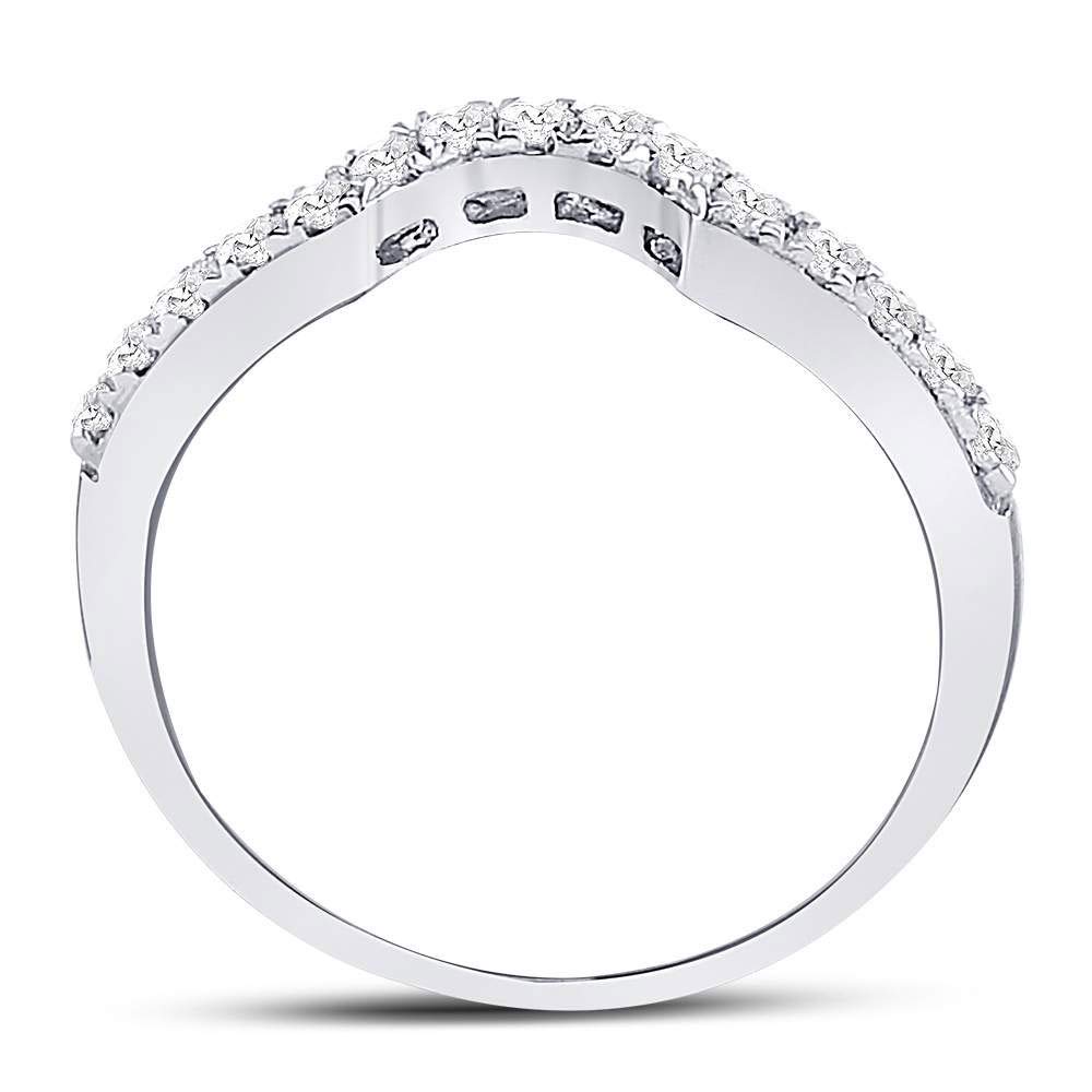 FB Jewels 14K White Gold Womens Round Diamond Curved Wedding Band Ring 1/4 Cttw Size 6