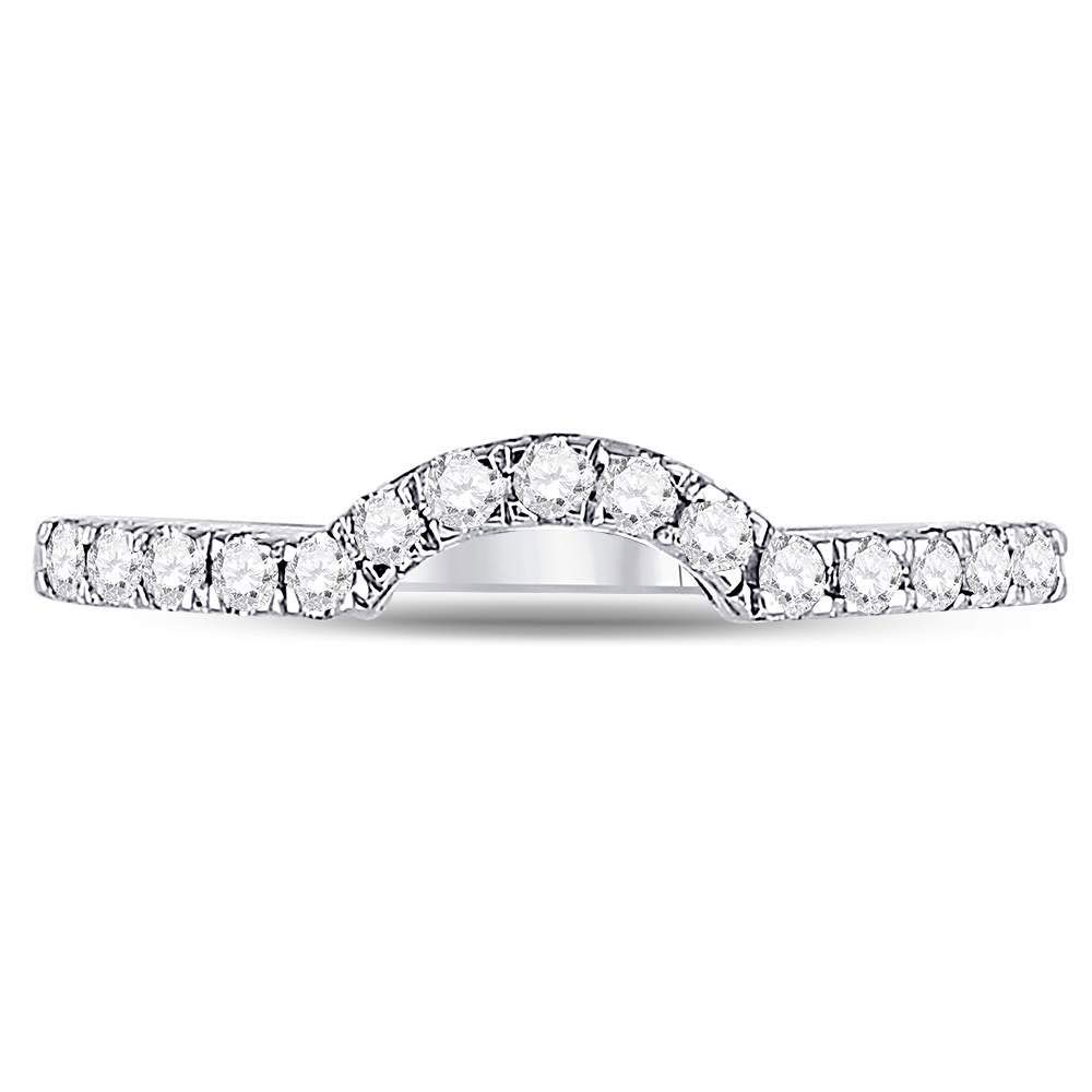 FB Jewels 14K White Gold Womens Round Diamond Curved Wedding Band Ring 1/4 Cttw Size 6