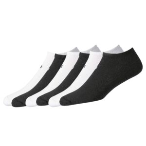 footjoy men's comfortsof low cut 6-pack socks, 3 white / 3 black, fits shoe size 7-12