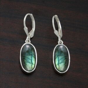 Natural Labradorite Dangle Earrings For Women Sterling Silver | Handmade Birthstone Dangle Earrings Jewelry | Gifts For Her