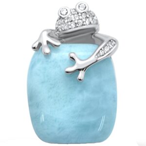 closeoutwarehouse larimar cubic zirconia hanging frog pendant sterling silver