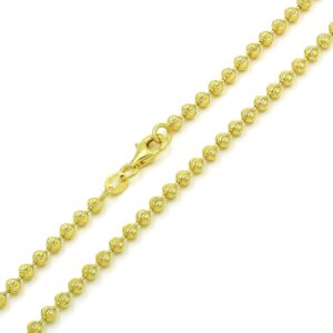 giorgio bergamo 925 italian sterling silver 3mm ball bead moon cut chain, yellow gold dog tag solid necklace, (20)