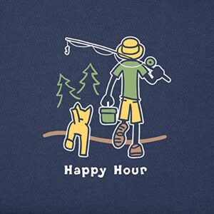 Life is Good Men's Standard Happy Hour Fishing Short Sleeve Tee, Darkest Blue, Large