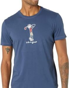 Life is Good. Men's Crusher Tee Vintage Golf Jake, Darkest Blue