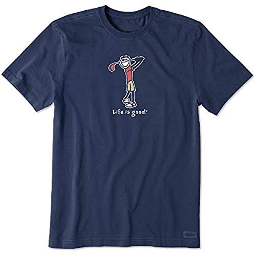 Life is Good. Men's Crusher Tee Vintage Golf Jake, Darkest Blue