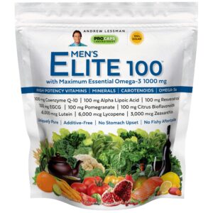 andrew lessman multivitamin - men's elite-100 with maximum essential omega-3 1000 mg 120 packets – potent nutrients, essential vitamins, minerals, phytonutrients and carotenoids. no additives