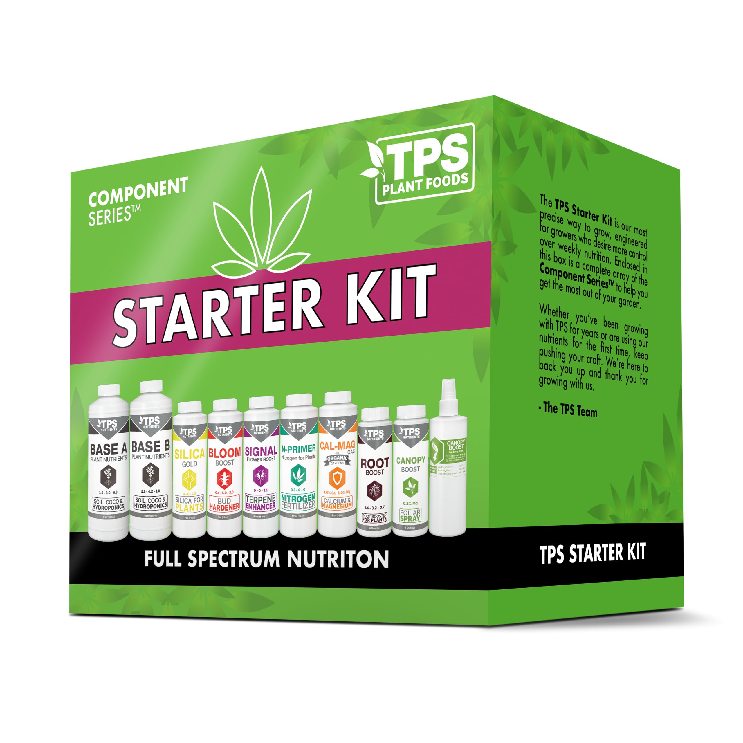 TPS Nutrients Complete Plant Nutrient Starter Kit, Fertilizer for Veg Through Bloom - Plus Guide and Foliar Spray Bottle