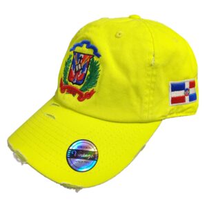 adjustable vintage cap dominican republic rd and shield (vintage neon lime/full color)