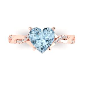 clara pucci 2.19ct heart cut criss cross solitaire halo created aquamarine designer anniversary bridal engagement ring 14k rose gold 3.5