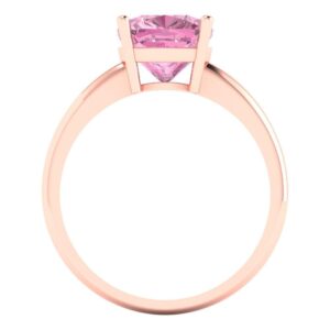 Clara Pucci 2.4ct Cushion Cut Solitaire Pink Simulated Diamond Cubic Zirconia Bridal Designer Wedding Anniversary Ring 14k Rose Gold