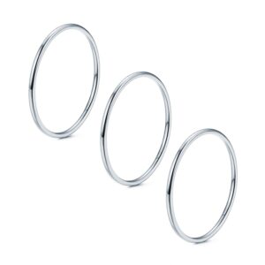 nokmit 3pcs 1mm thin silver rings for women slim simple stacking stackable ring plain thumb pinky band smooth high polished non tarnish comfort fit size 5 to 10 (9)