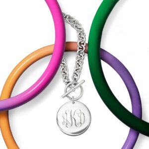 Ross-Simons Monogram - Italian Sterling Silver Personalized Disc Toggle Necklace. 20 inches