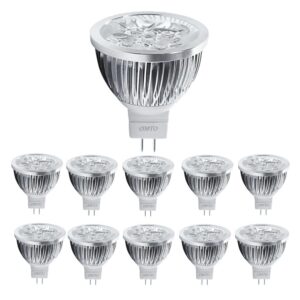 omto mr16/gu5.3 12v 4w led bulbs 40w halogen bulb equivalent spotlight bulb for landscape light office home improvement (warm white 3000k, 10pcs)