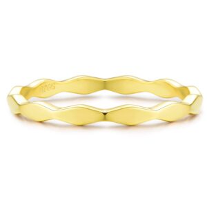 blossom & hue stackable ring [18k gold dipped .925 sterling silver] dainty edgy eternity ring [size 8] - minimalist milgrain stacking band [hypoallergenic]